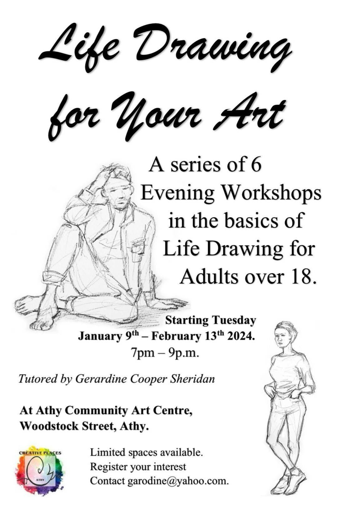 Life drawing for your Art - Athy Community Arts Centre